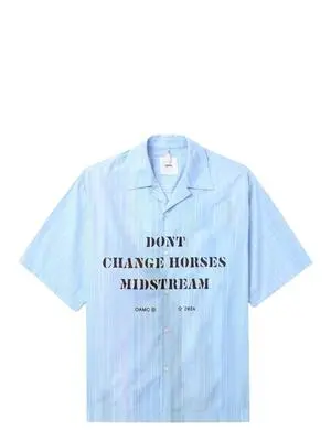 OAMC Striped Slogan-print Shirt - Blue
