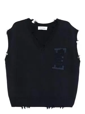 Études Studio Embroidered Logo V-neck Vest - Blue