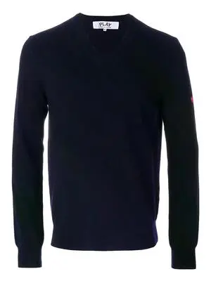 Play Comme Des Garcon Heart-patch Sweater - Blue