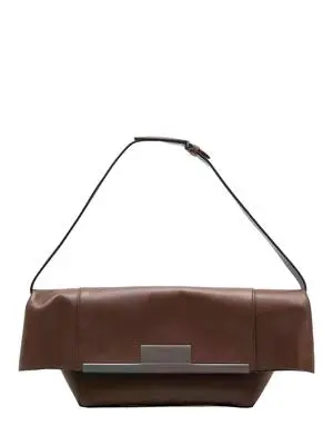 Max Mara Clasp Leather Clutch - Brown