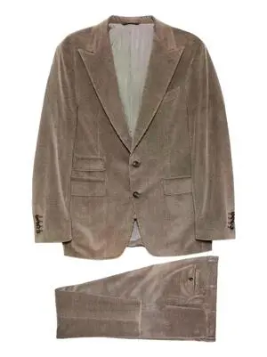 Canali Corduroy Single-breasted Suits - Brown