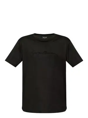 Giorgio Armani Logo-embroidered T-shirt - Black