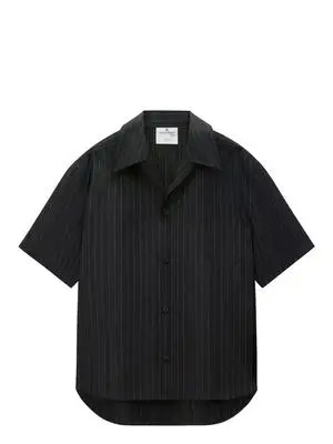 COURREGES Pinstriped Cotton Shirt - Black