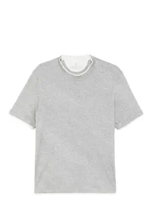 Brunello Cucinelli Mélange-effect T-shirt - Grey