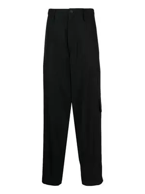 Yohji Yamamoto Tapered-leg Wool Trousers - Black
