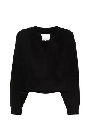 3.1 Phillip Lim Cropped V-neck Sweatshirt - Black
