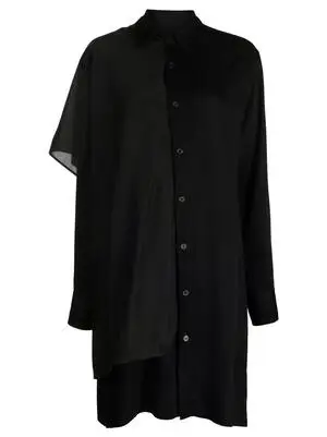 Yohji Yamamoto Satin Stole Shirtdress - Black