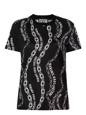 Versace Chain Couture-print T-shirt - Black