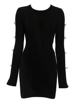 Mach & Mach Ribbed Knit Cut-out Dress - Black