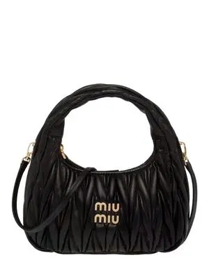 Miu Miu Mini Wander Matelassé Shoulder Bag Black