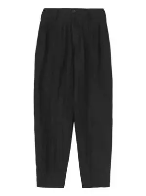 Yohji Yamamoto Crease-effect Tapered Trousers - Black