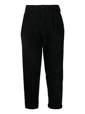 Comme Des Garçons Pinstripe Cropped Trousers - Black