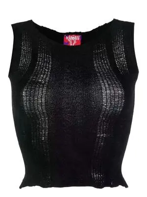VITELLI Semi-sheer Knit Cropped Top - Black