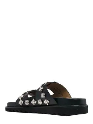 Toga Side-buckle Leather Sandals - Black