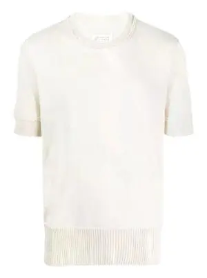 MAISON MARGIELA Ripped-edge Knitted T-shirt - Neutrals