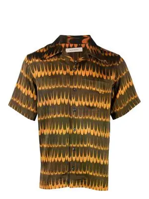 WALES BONNER Geometric-print Short-sleeve Shirt - Orange