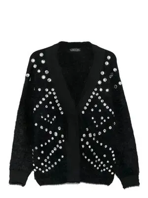 LOULOU Crystal Embellished Cardigan - Black