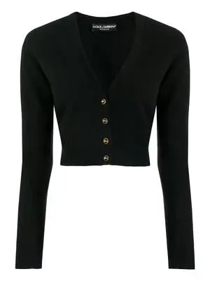 Dolce & Gabbana Cropped Cashmere Cardigan - Black