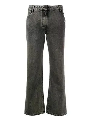 Off-White Cropped Mid-rise Jeans - Black