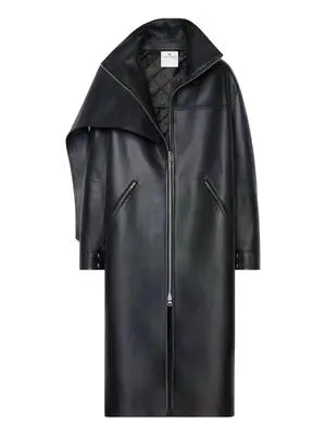 COURREGES Oversized Leather Coat - Black