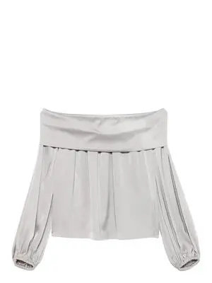 D.exterior Satin Blouse - Grey