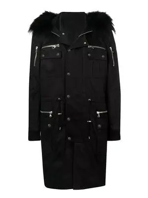 Balmain Faux-fur Trim Parka - Black