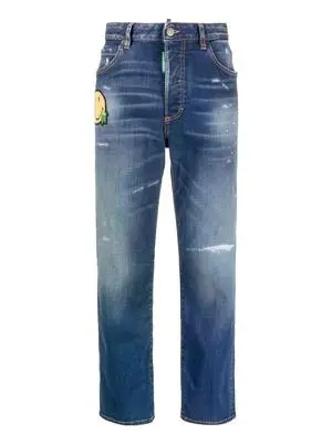Dsquared2 Smiley Boston Straight-Leg Jeans Blue