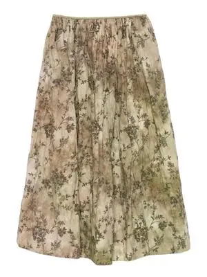UMA WANG Gillian Floral Print Midi Skirt - Neutrals