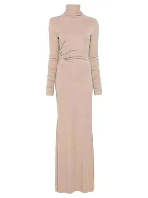A.M.G. Ruched Maxi Dress - Brown