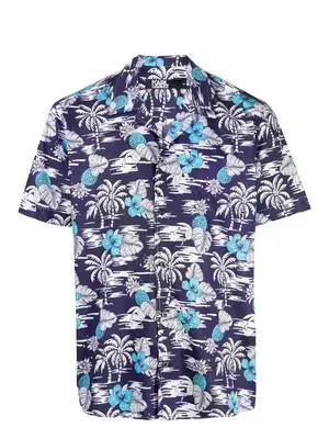 Karl Lagerfeld Palm Tree-print Cotton Shirt - Blue