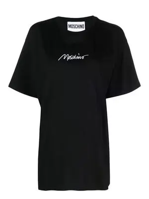 Moschino Logo-embroidered Cotton T-shirt - Black