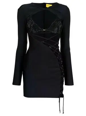 Dundas Lace-up Mini Dress - Black