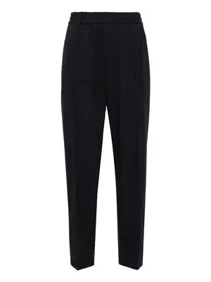 Emporio Armani Elasticated-waist Tapered-leg Trousers - Blue