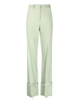 Patrizia Pepe Twill Buckled-ankle Trousers - Green