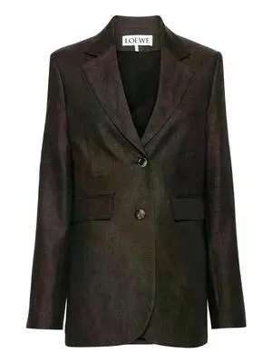 Loewe Single-breasted Linen Blazer - Brown