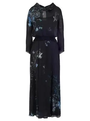 Giorgio Armani Floral-print Silk Maxi Dress - Black