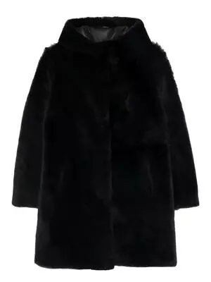 ARMA Shearling Coat With Hood - Black