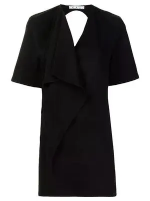 Off-White Short-sleeve Backless Dress - Black