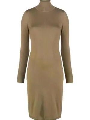 JOSEPH Roll-neck Knitted Midi Dress - Brown