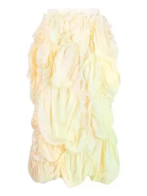 ENFOLD High-waisted Ruffled Midi Skirt - Neutrals