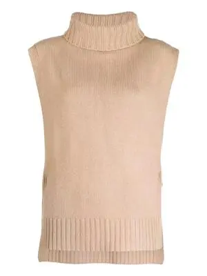 Vince Roll-neck Sleeveless Jumper - Neutrals