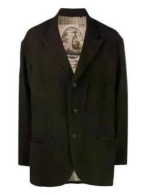 ZIGGY CHEN Peak-lapels Check-pattern Blazer - Green
