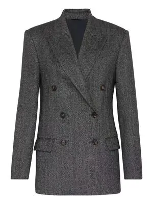 Brunello Cucinelli Double-breasted Herringbone Blazer - Grey