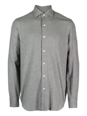 BARBA NAPOLI Check-print Cotton Shirt - Grey