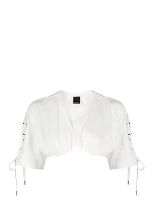 Pinko Lace-up Cropped T-shirt - White