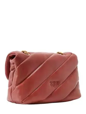 Pinko Small Leather Shoulder Bag With Maxi Quilt - Red