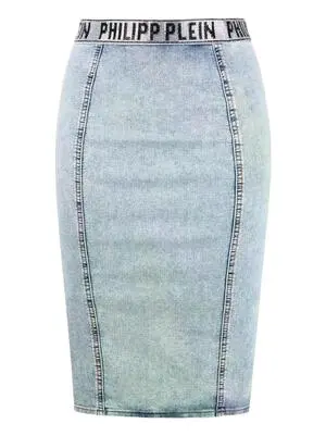Philipp Plein Stones Denim Skirt - Blue