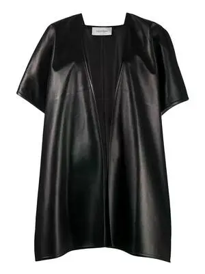 Valentino Garavani Draped Lambskin Cape - Black