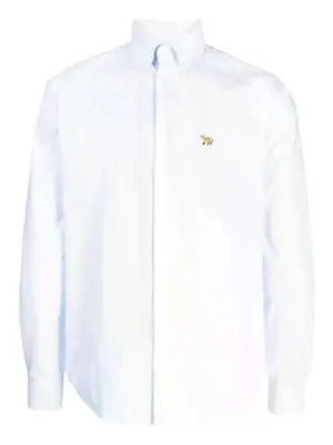 Maison Kitsuné Embroidered-fox Cotton Shirt - Blue