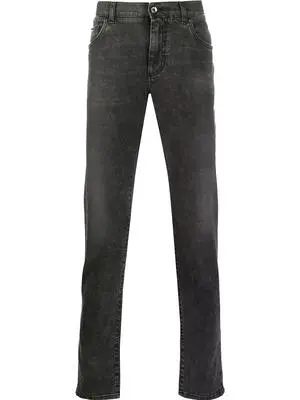 Dolce & Gabbana Logo-appliqué Slim-cut Jeans - Grey